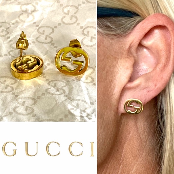 Gucci | Jewelry | Gucci Gold Gg Interlocking Studs | Poshmark